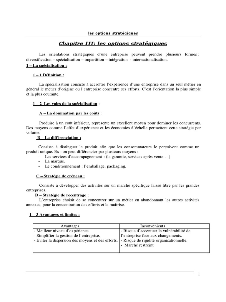 Les Options Strategiques | PDF | Évolution de carrière | Affaires
