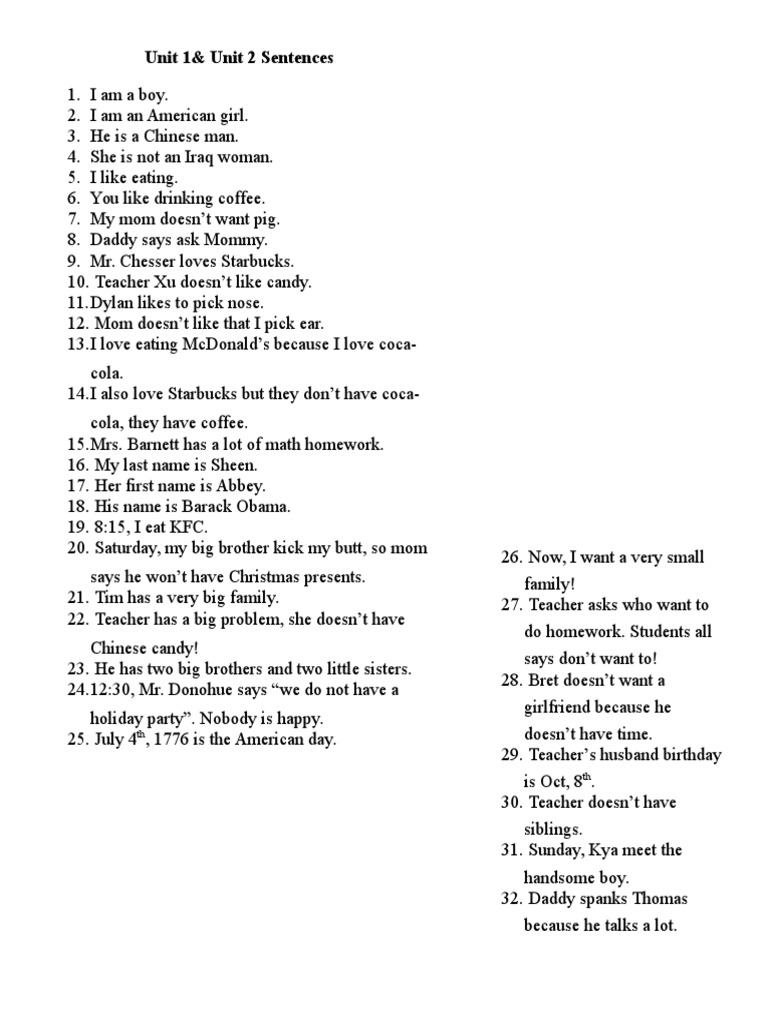 Basic English Sentences for Beginners | PDF