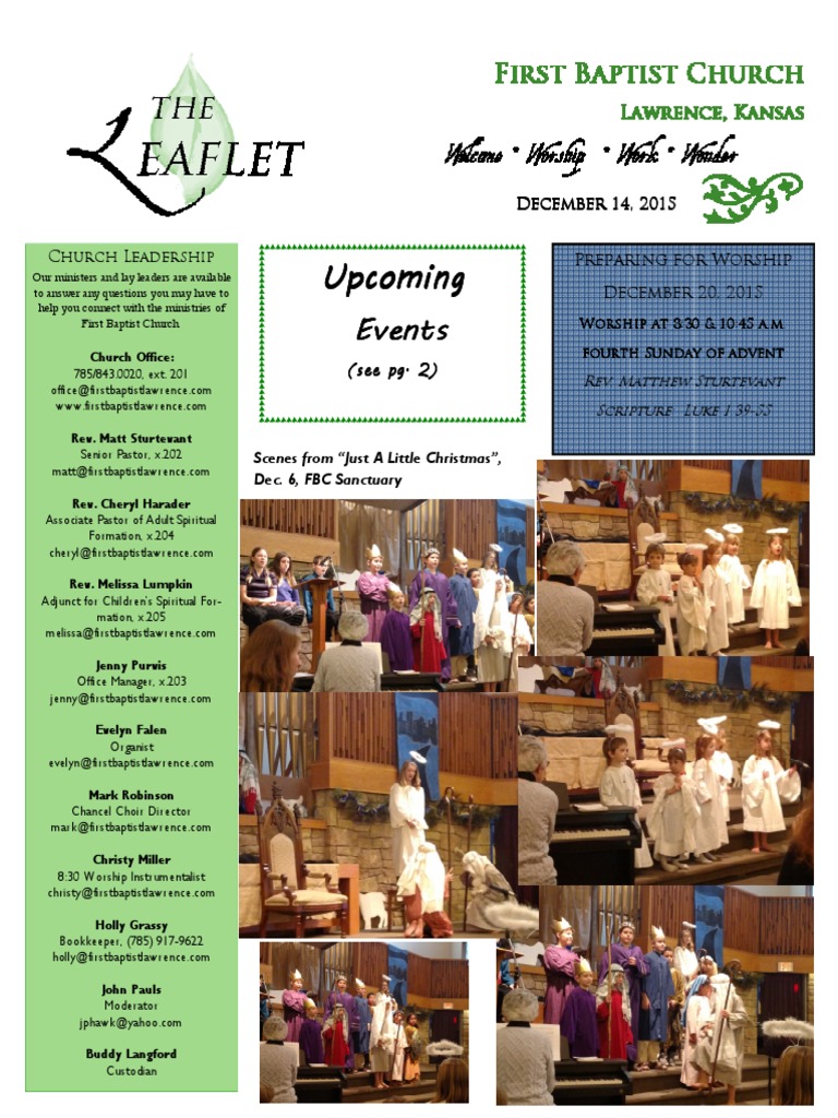 Dec. 14 This Week at FBC | PDF | Advent | Eucharist
