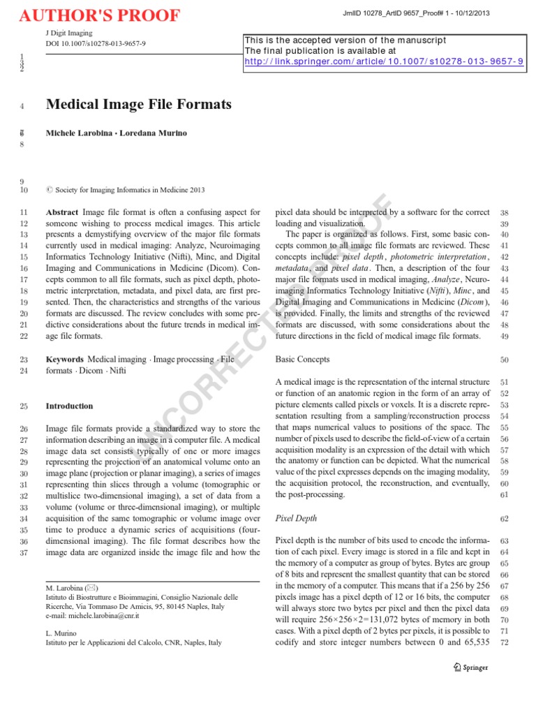 Medical Image File Formats Guide | PDF | File Format | Data Compression