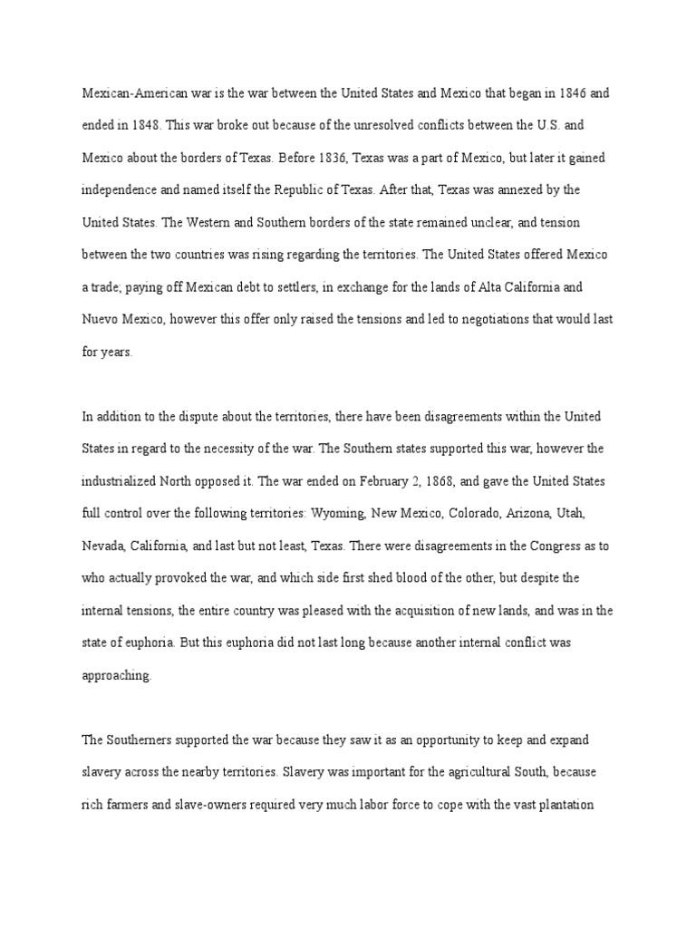 Final Essay Mexican American War | PDF | Mexican–American War | Slavery