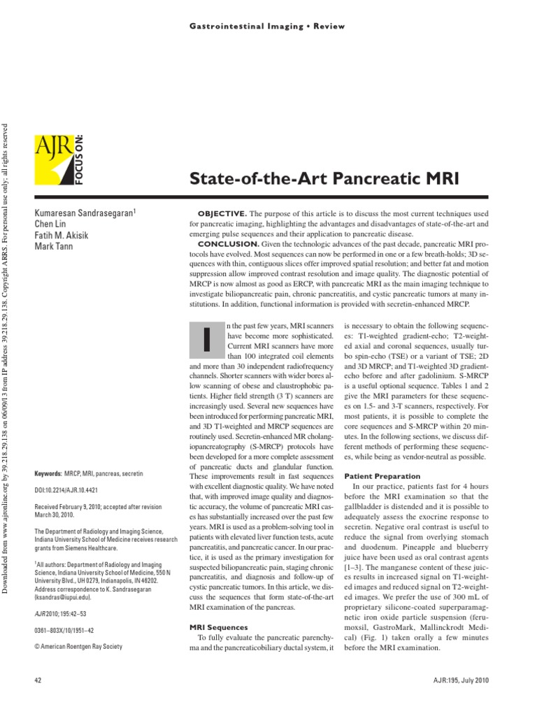 Protocol MRCP Concat - Sandrasegaran | PDF | Magnetic Resonance Imaging ...