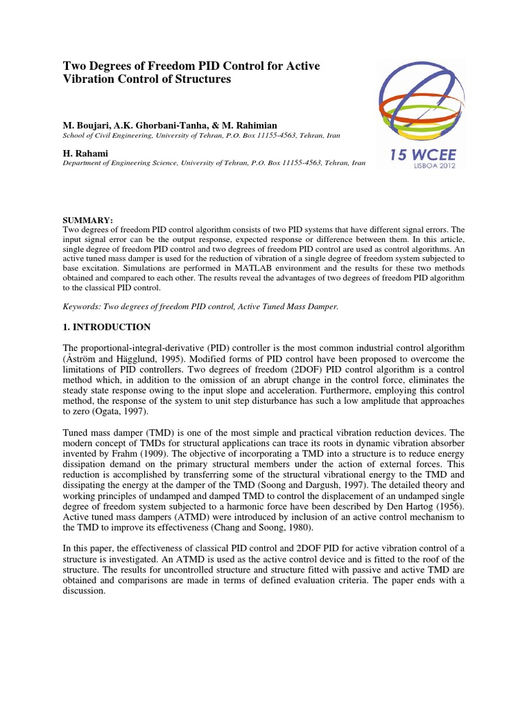 Two Degrees of Freedom PID Control For Active Vibration Control of ...
