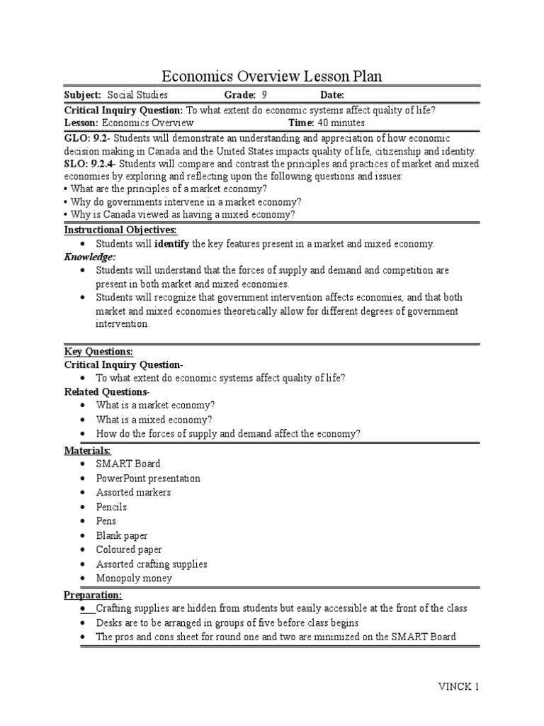 Economics Overview for High School | PDF | Market Economy | Economics