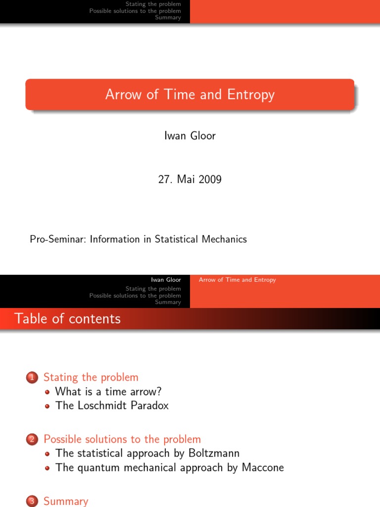 Arrow of Time and Entropy: Iwan Gloor | PDF | Entropy | Second Law Of ...