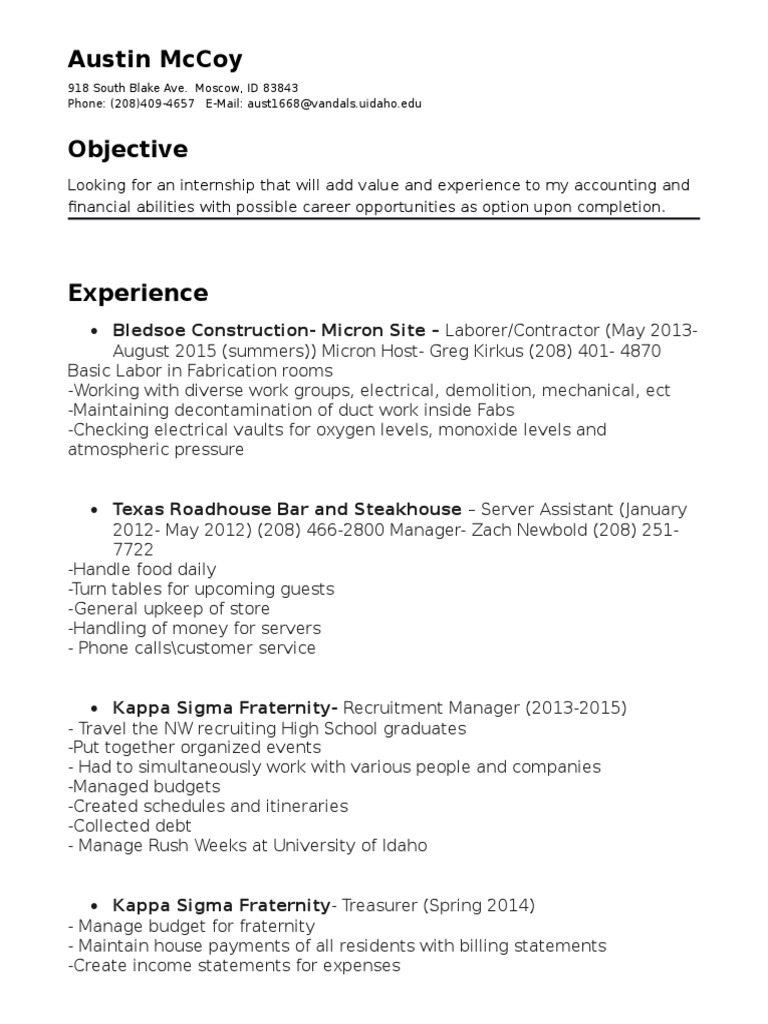 Austin Mccoy Resume | PDF