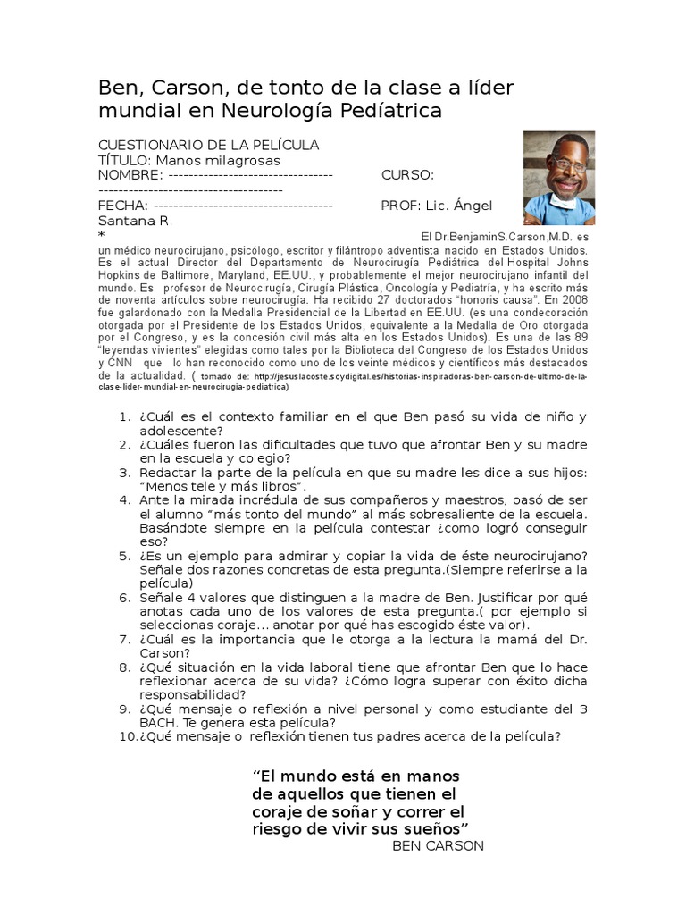 De tonto a neurocirujano: Ben Carson | PDF | Ben Carson | Salud y bienestar