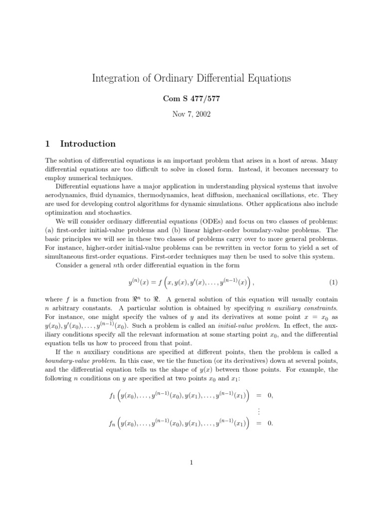 Numerical Methods for ODEs Explained | PDF | Ordinary Differential Equation | Equations