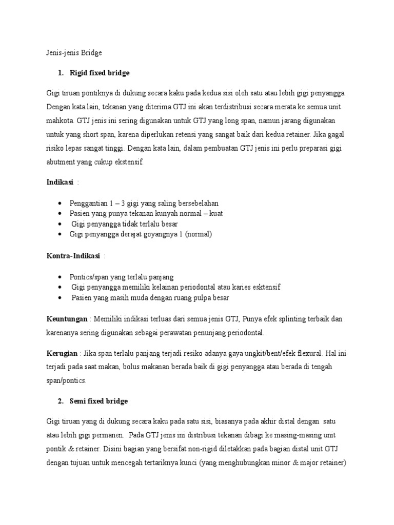 Jenis-Jenis Gigi Tiruan Jembatan | PDF