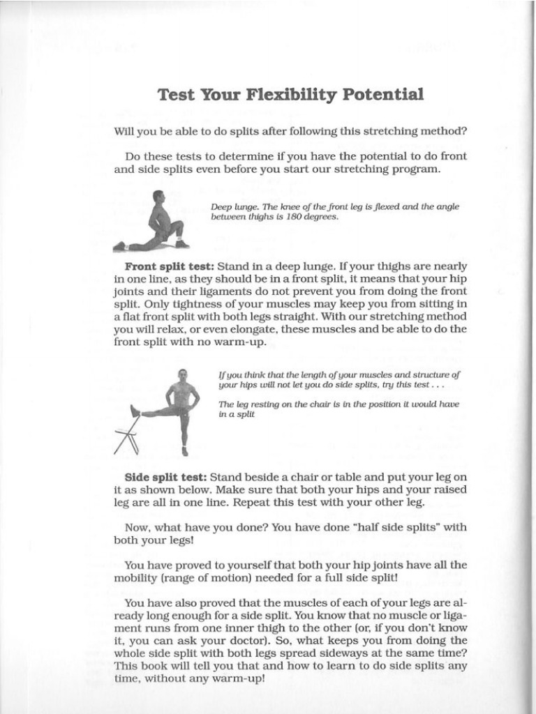 Flexibility Tests for Splits | PDF | Language Arts & Discipline