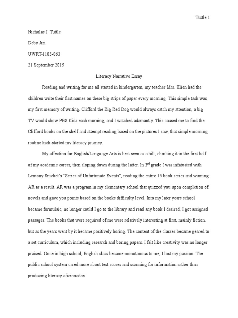 Literacy Narrative Essay | Literacy | Communication