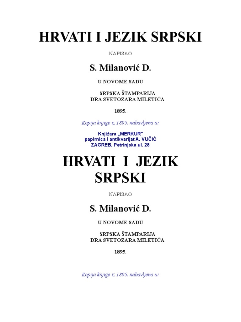 Srpski Jezik I Hrvati | PDF