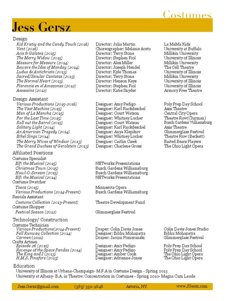 JGersz Resume 116 | PDF | Opera | Vocal Music