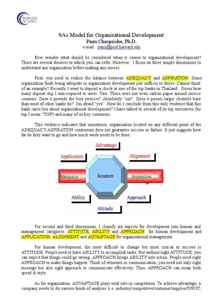 Acumen 9as Model For Organizational Development | PDF | Economies ...