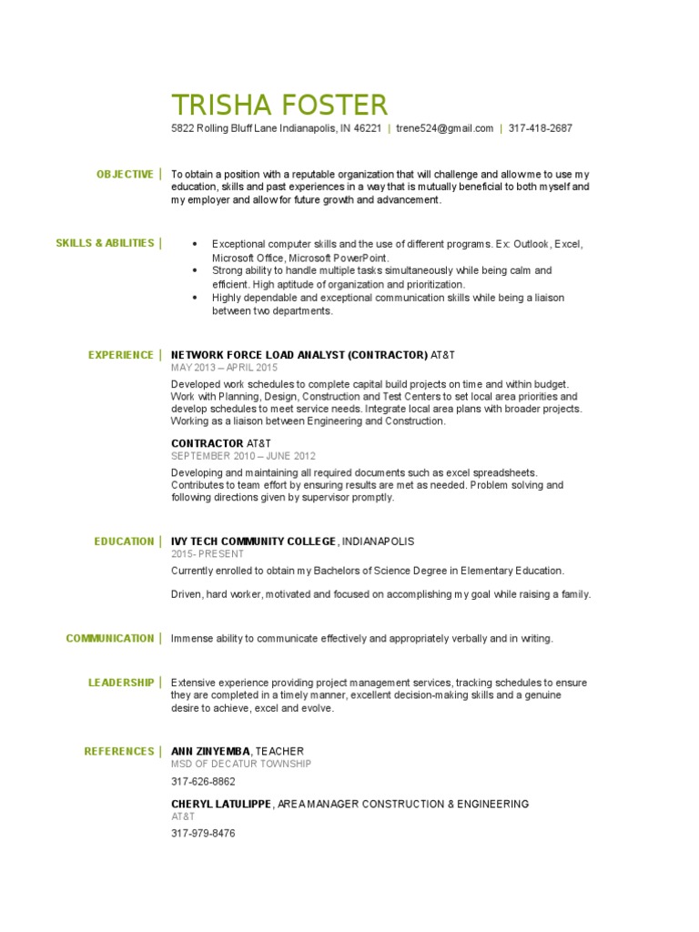 Trisha Foster's Professional Profile | PDF