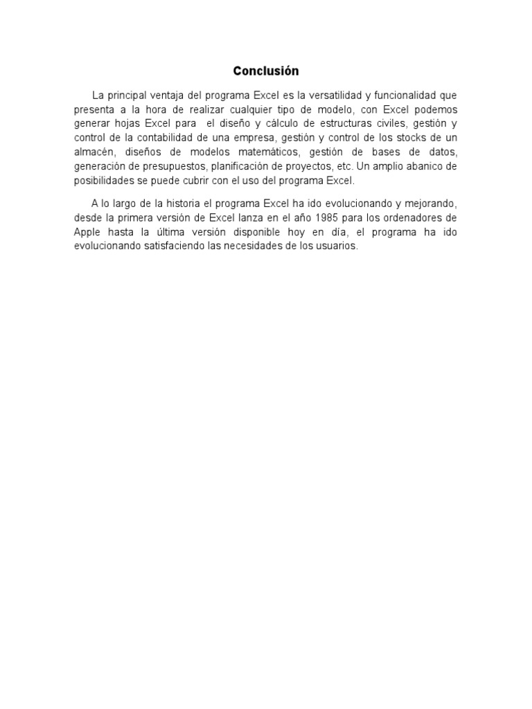 Conclusión Excel | PDF