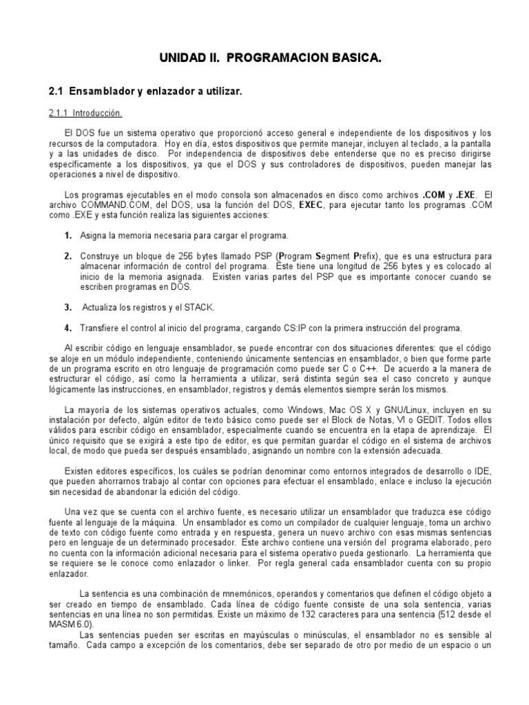 Ensamblador | PDF | Lenguaje ensamblador | Programa de computadora