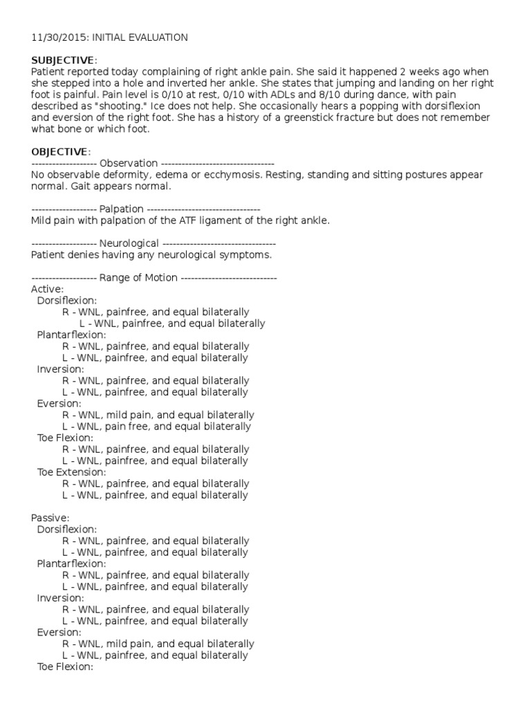 Morgan Soap Note | PDF | Anatomical Terms Of Motion | Ankle
