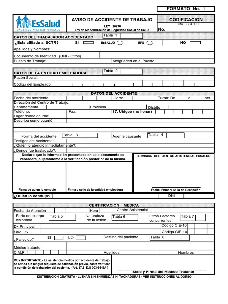 Aviso Accidente Trabajo a ESSALUD