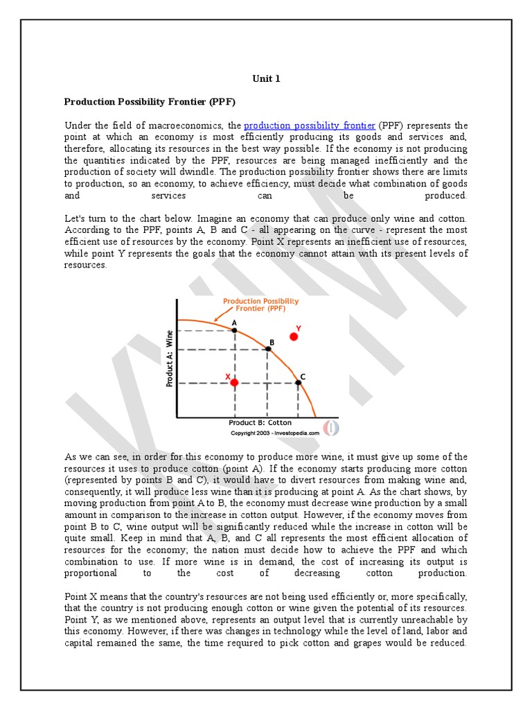 Unit 1 Production Possibility Frontier (PPF) | PDF | Microeconomics ...