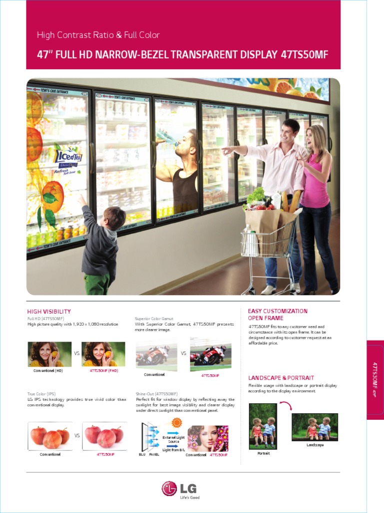 47" Full HD Narrow-Bezel Transparent Display 47Ts50Mf: High Contrast ...