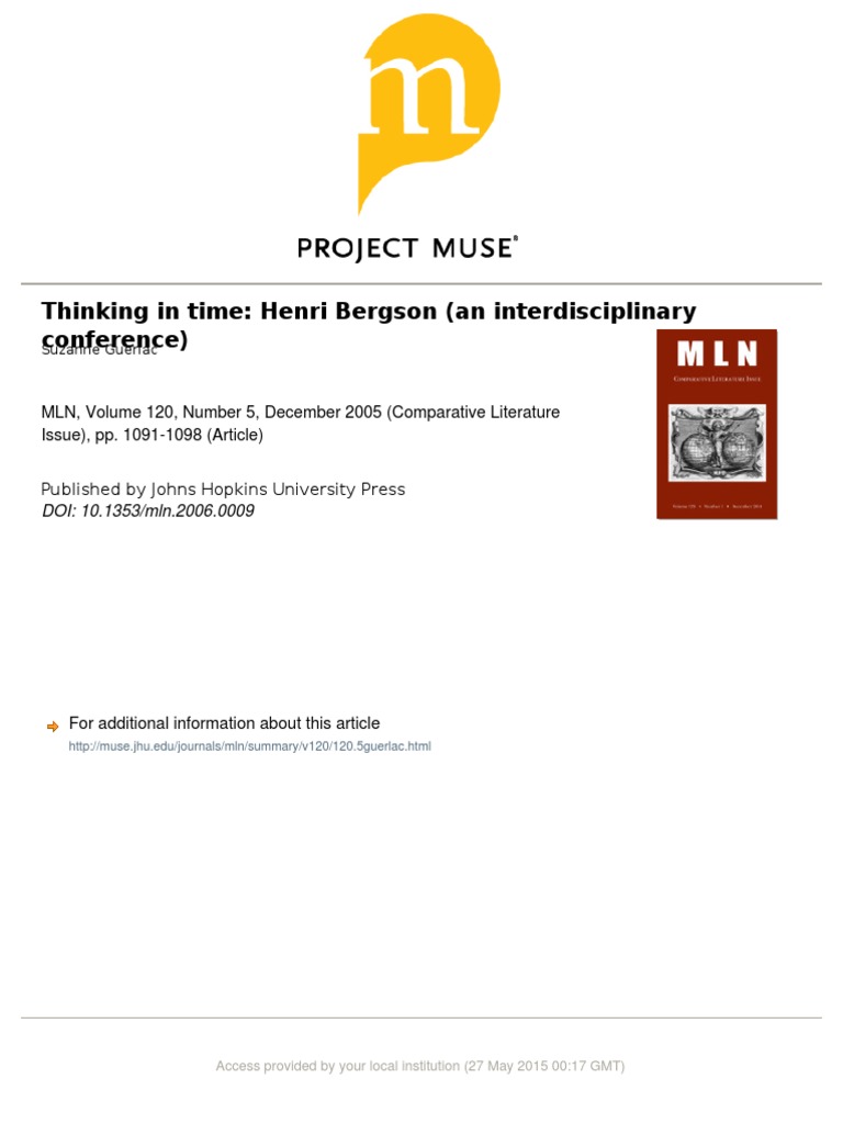 Thinking in Time | PDF | Henri Bergson | Gilles Deleuze