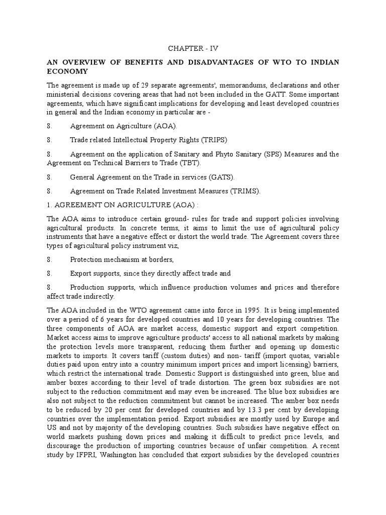 An Overview of Benefits and Disadvantages of Wto To Indian Economy | PDF | Subsidy | Tariff
