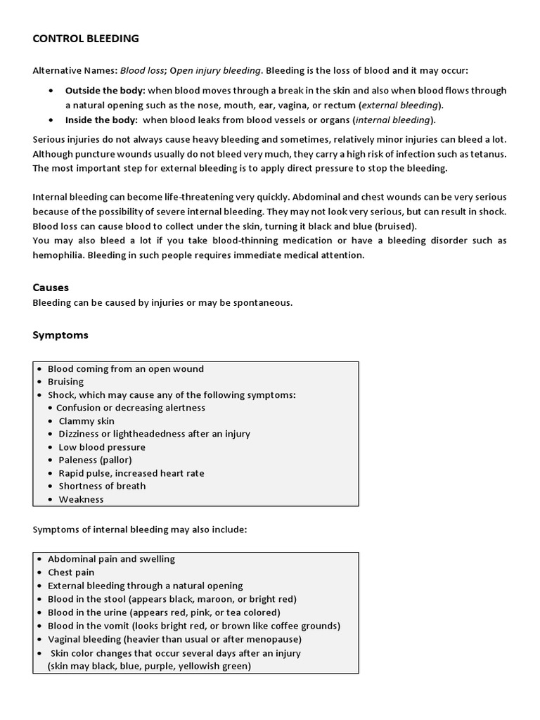 Control Bleeding and Shock | PDF | Shock (Circulatory) | Bleeding