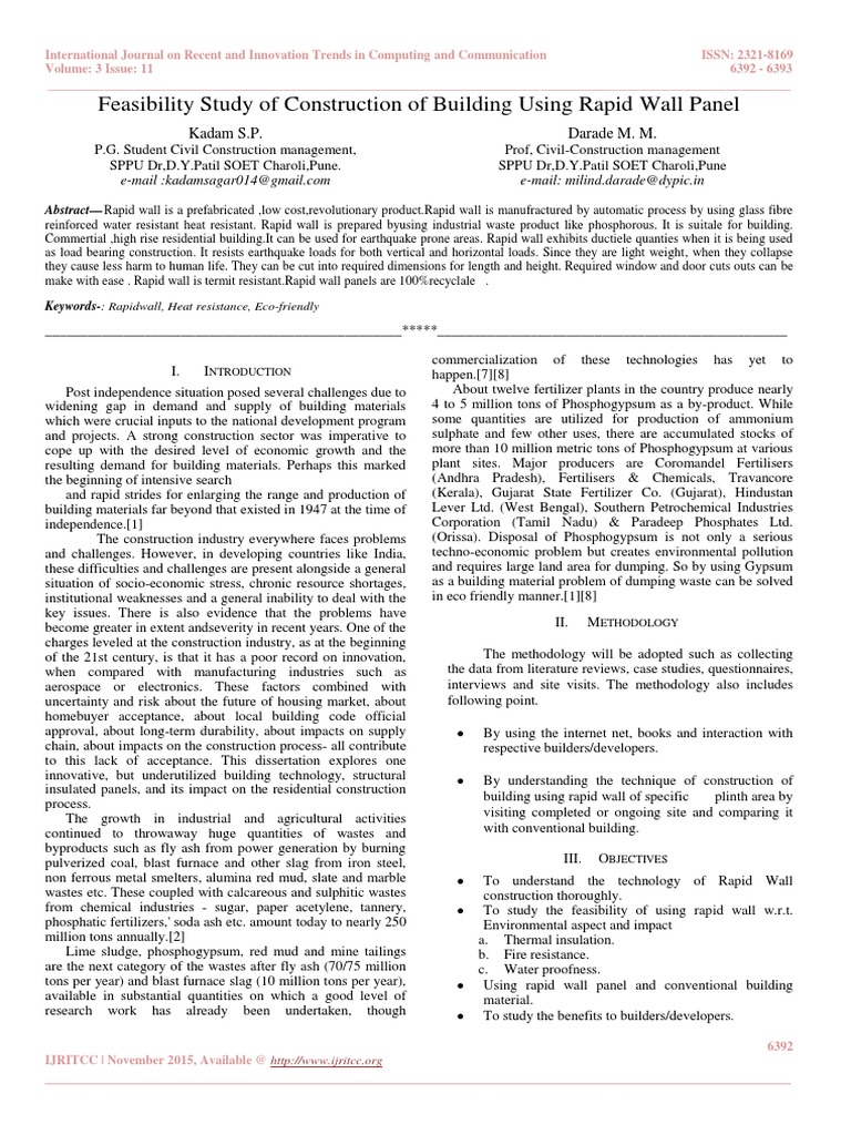 Feasibility Study of Construction of Building Using Rapid Wall Panel ...