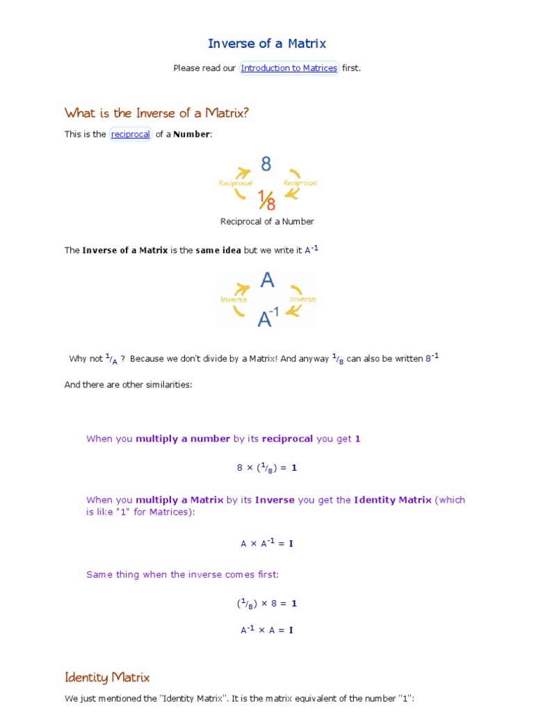 Inverse of A Matrix | PDF | Matrix (Mathematics) | Determinant