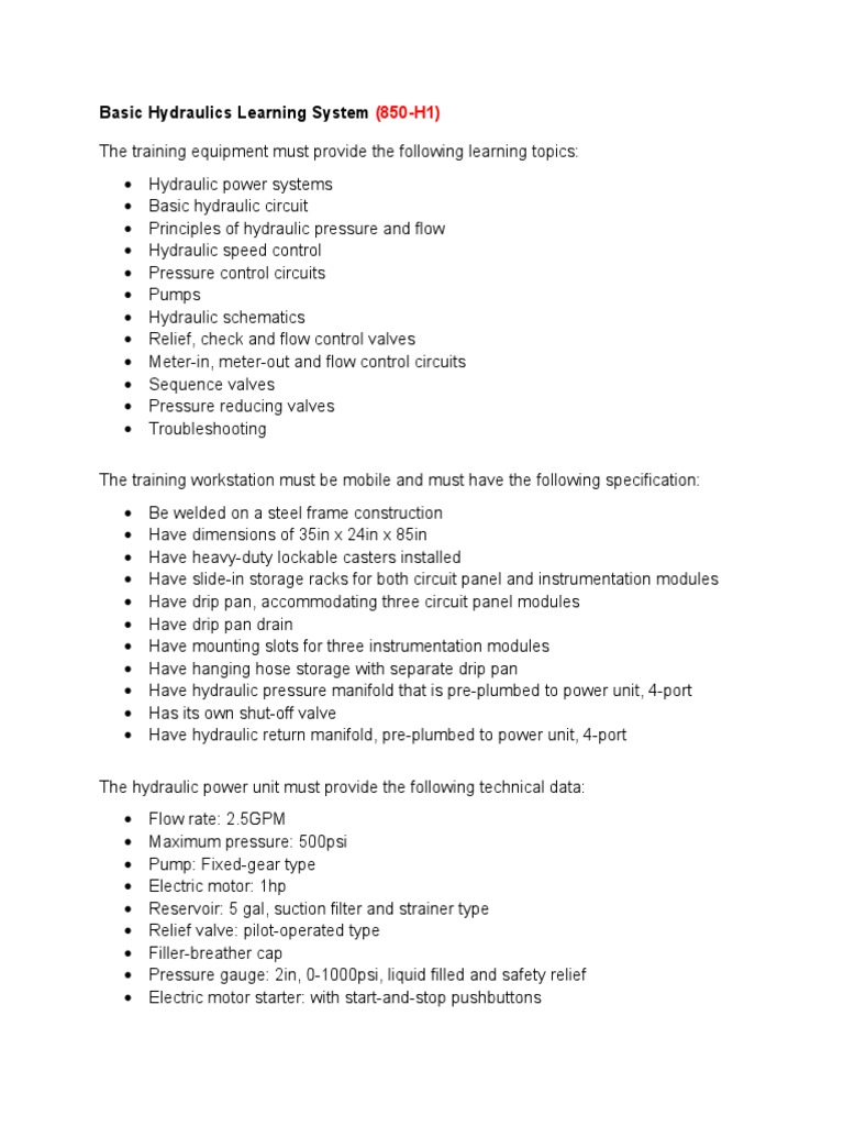 Basic Hydraulics Training System Overview | PDF | Valve | Plumbing