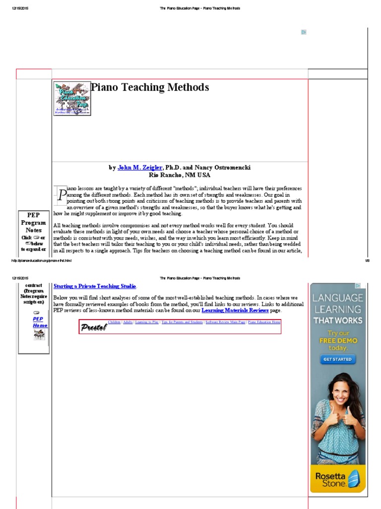 Piano Teaching Methods | PDF | Teaching Method | Musical Compositions