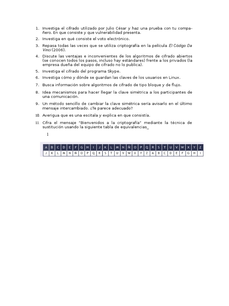 Ejercicios de Cifrados | PDF | Cifrado | Criptografía
