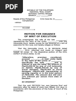 Motion For Execution (Sample) | PDF | Plaintiff | Legal Remedy