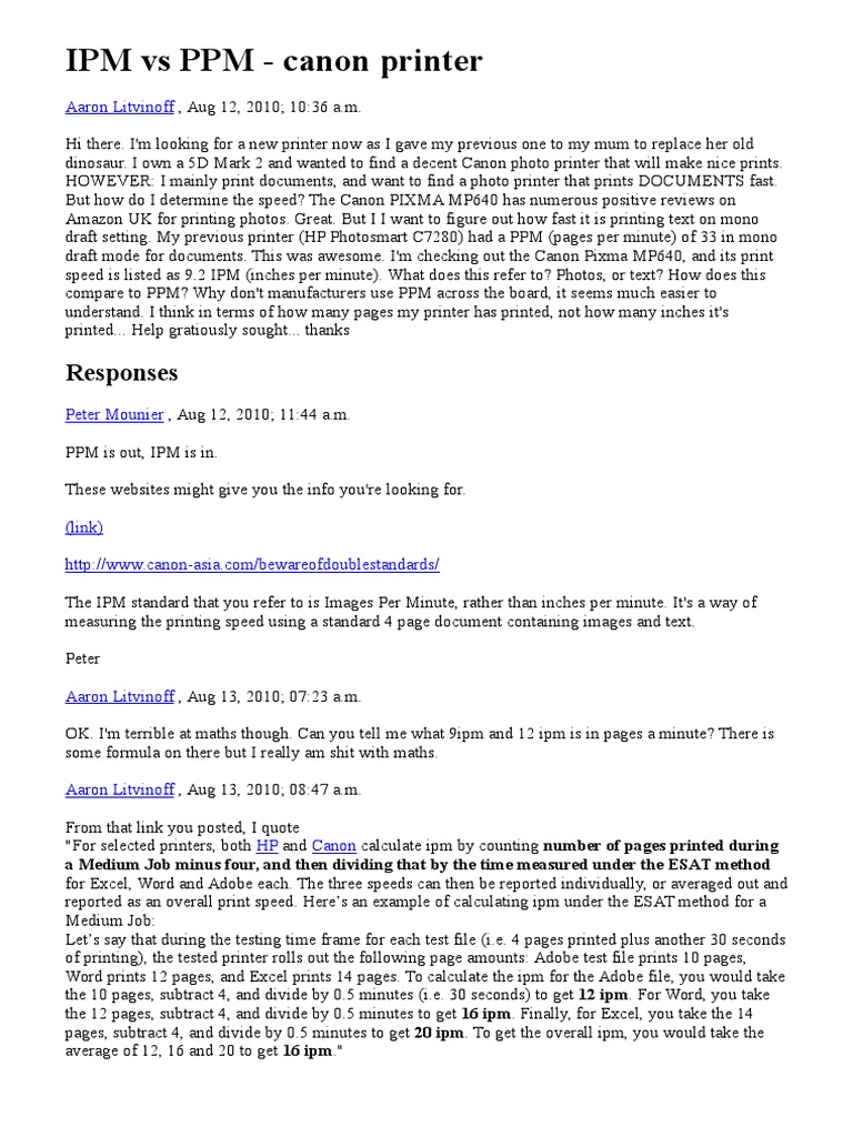 Understanding IPM vs PPM in Printers | PDF | Canon Inc. | Printer ...