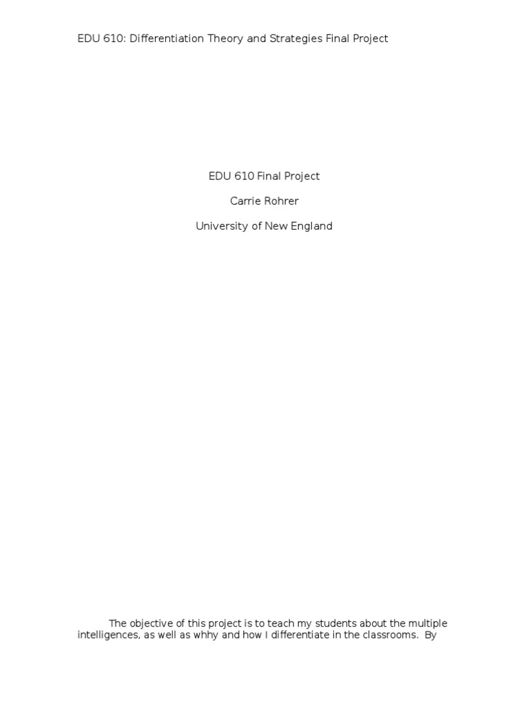 Differentiation Strategies for Multiple Intelligences | PDF ...