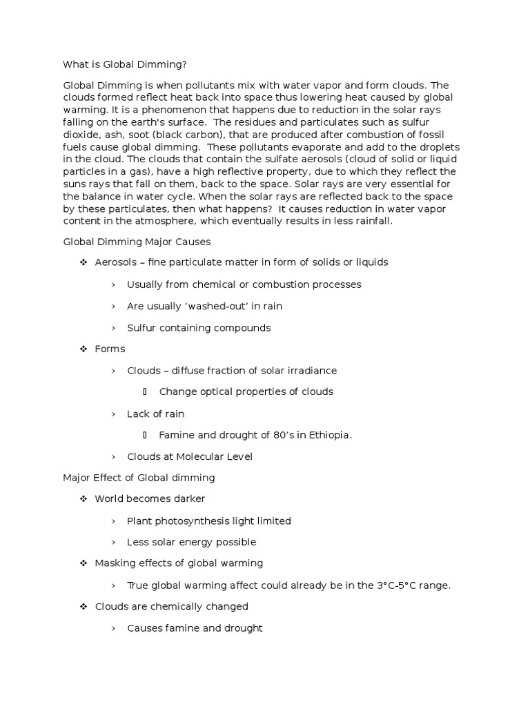 What Is Global Dimming | PDF | Global Warming | Particulates