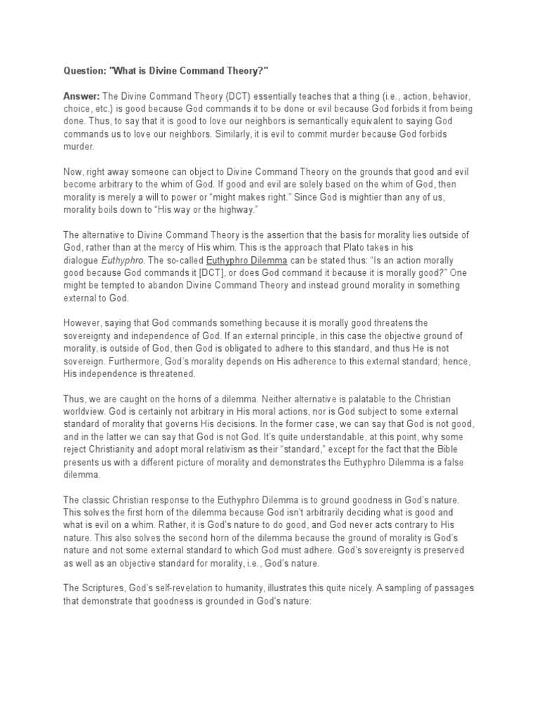 Question: "What Is Divine Command Theory?" Answer: The Divine Command ...