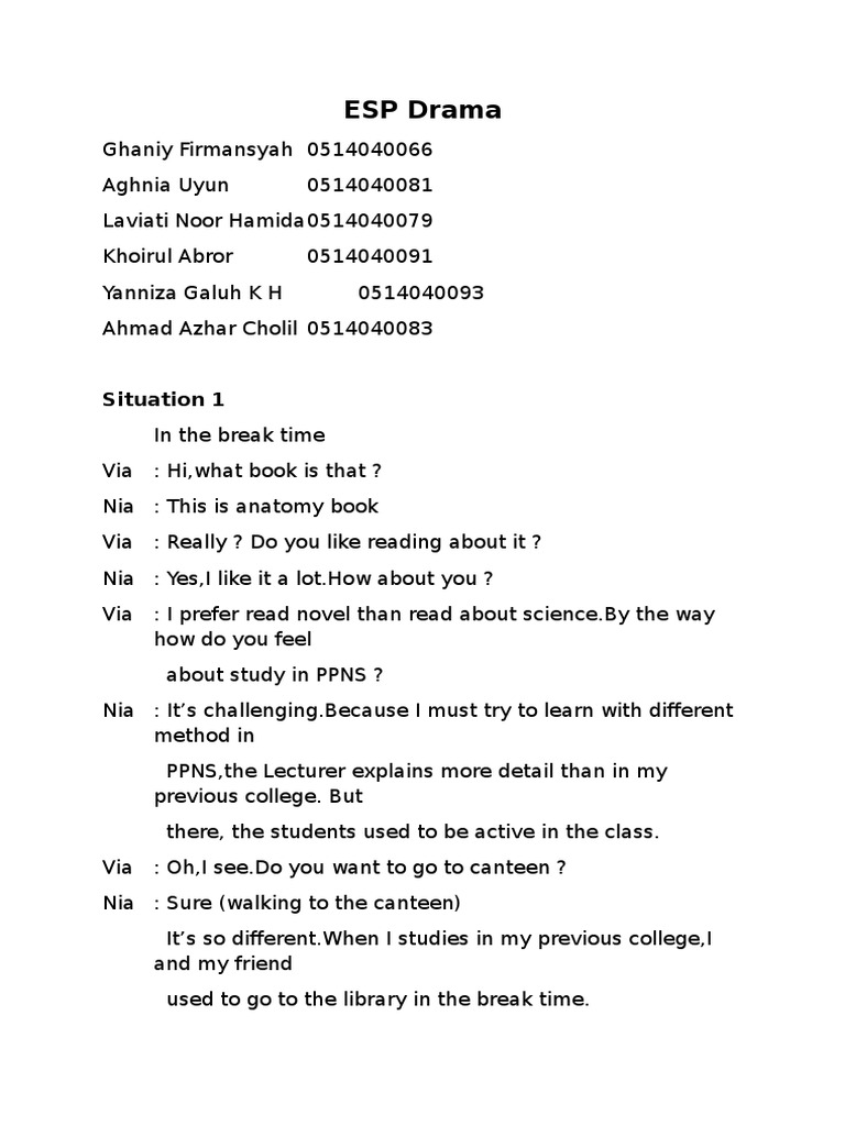 ESP Drama: Situation 1 | PDF | Powder (Substance) | Numerical Control