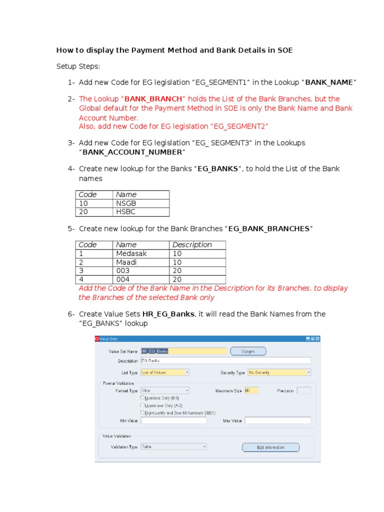 SOE Bank Details Setup Guide | PDF | Banks | Software