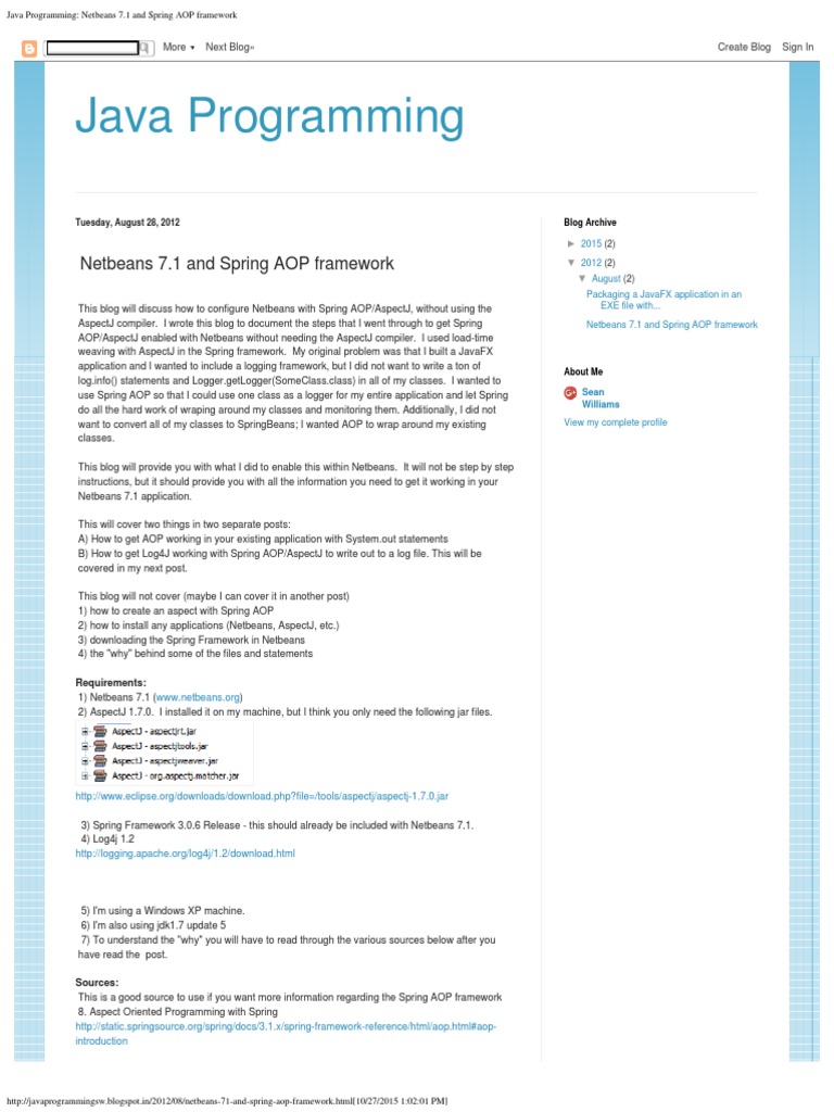 Netbeans and Spring AOP | PDF | Spring Framework | Net Beans