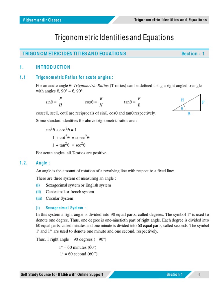 Trignometric Identities and Equations | PDF | Trigonometric Functions ...