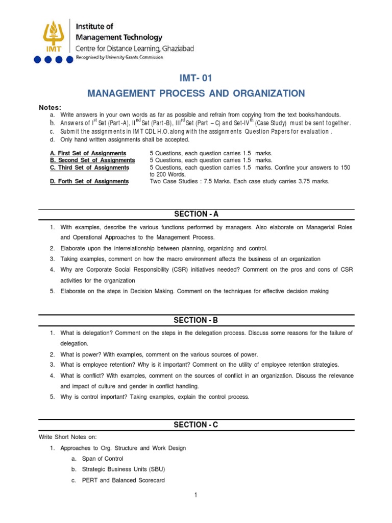 IMT-01 Management Process and Organization: Notes | PDF | Strike Action ...