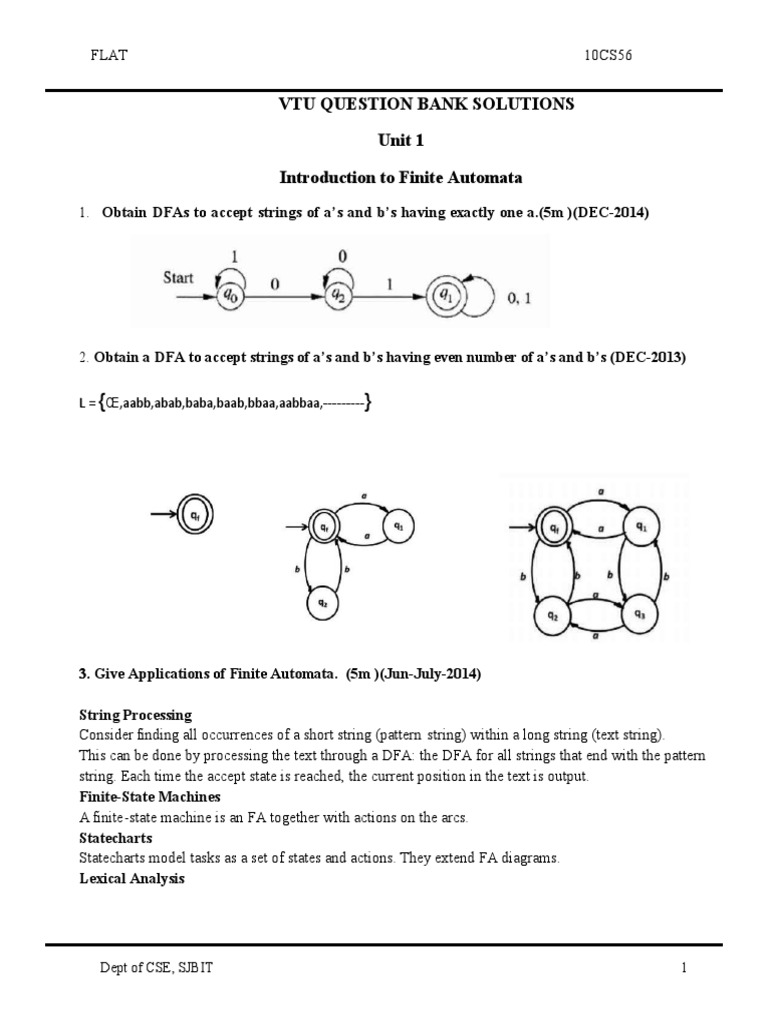 Cse-V-Formal Languages and Automata Theory (10cs56) - Solution | PDF | Theoretical Computer ...
