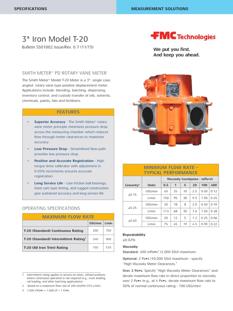 3" Iron Model T-20: Smith Meter® PD Rotary Vane Meter | PDF ...