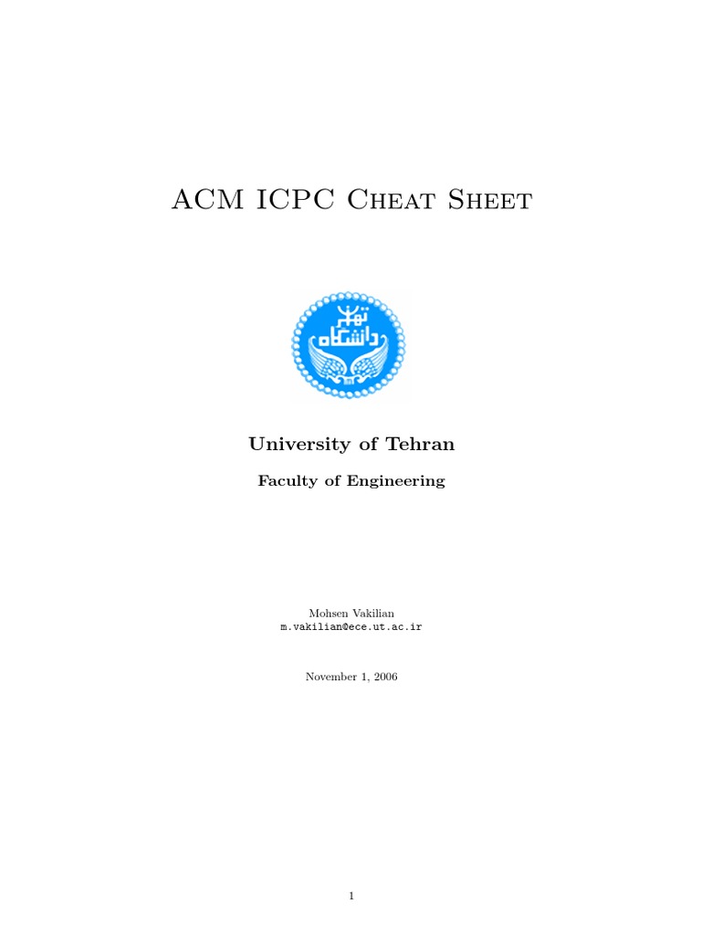 Acm Cheat Sheet | PDF | Discrete Mathematics | Algorithms And Data ...
