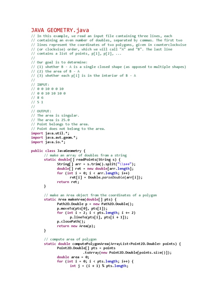 Java Geometry - Java: Import Import Import Public Class Static Double ...