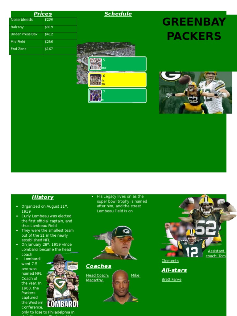 Packers Schedule and Ticket Prices | PDF | Sports & Recreation | Travel