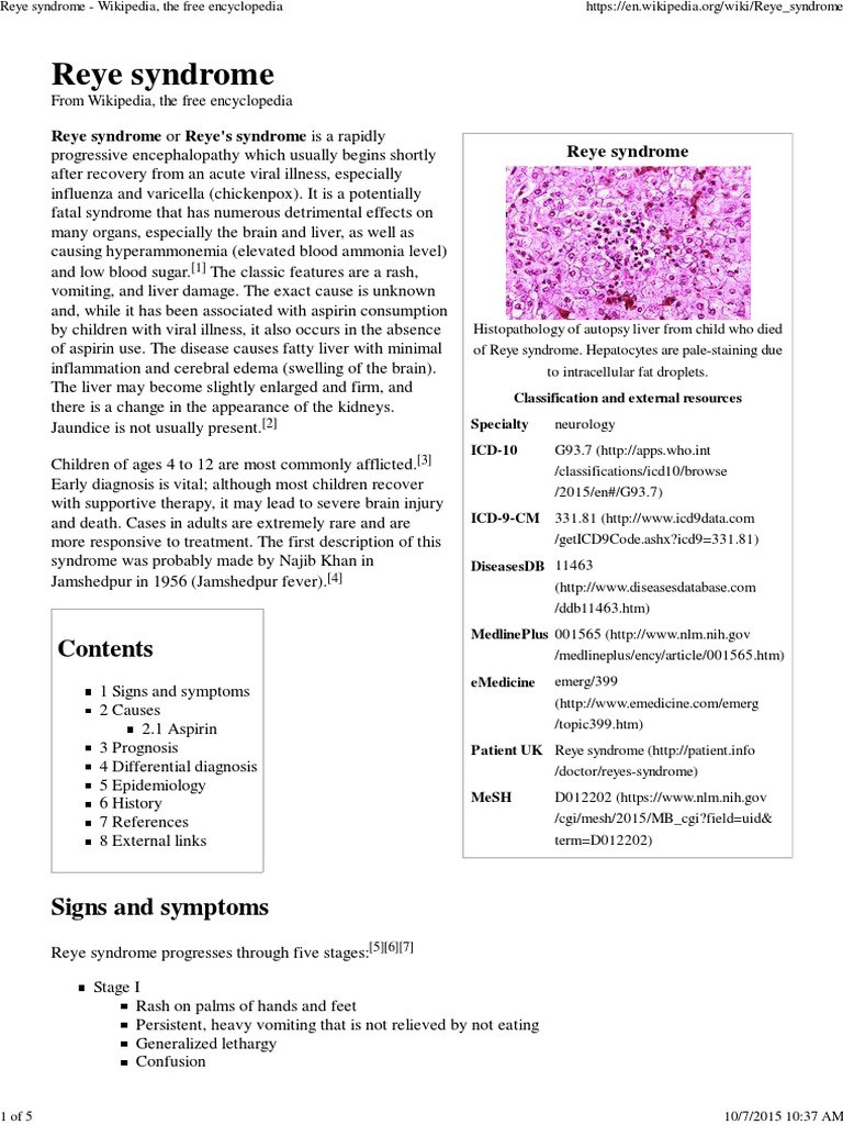 Reye syndrome - Wikipedia, the free encyclopedia.pdf | Health Sciences ...