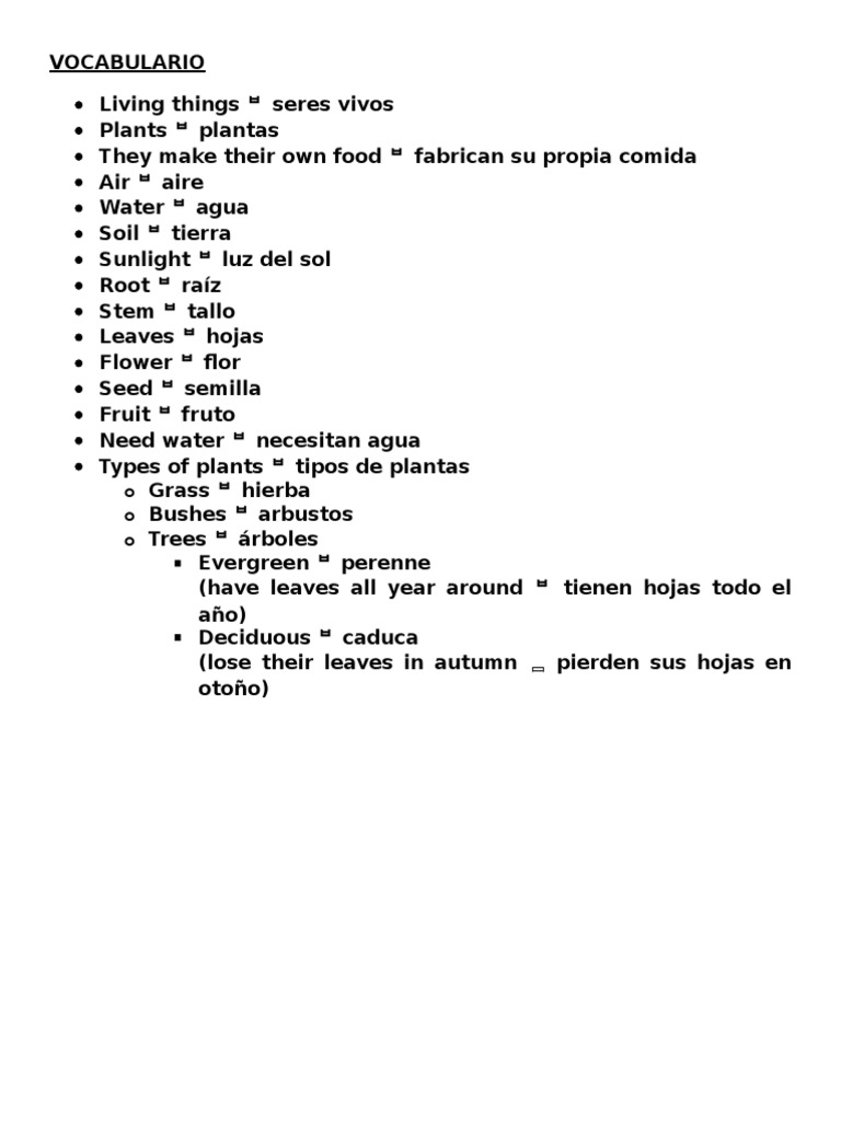 Vocabulario Tema 1 Natural Science 1º Primaria | PDF